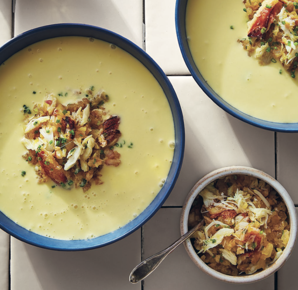 Oregon Wine + Food Corn Soup with Dungeness Crab & Roasted Apple Relish ...